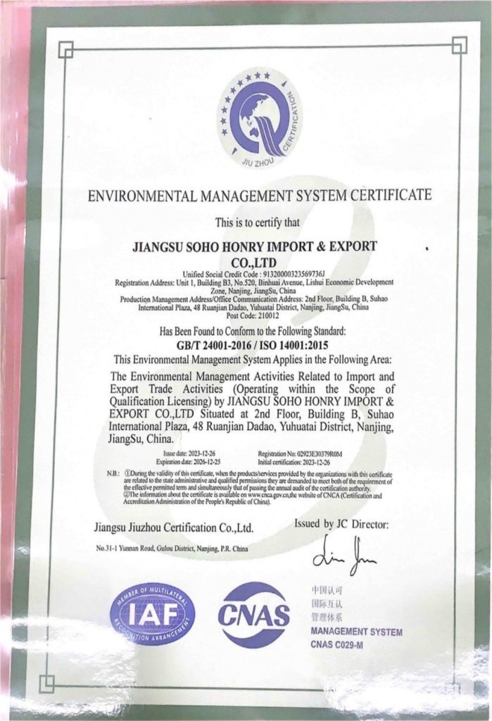 Honry Chemical Certificates - HONRY HEMICAL